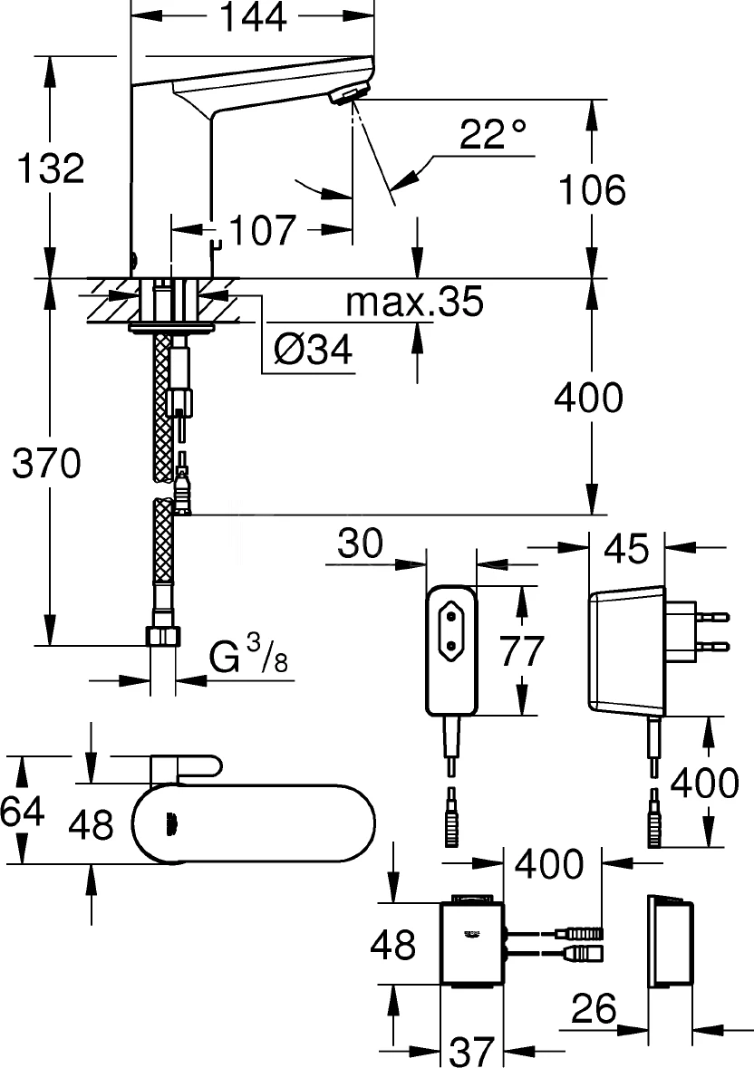 Смеситель Grohe Eurosmart Cosmopolitan E 36325001 для раковины, купить ...
