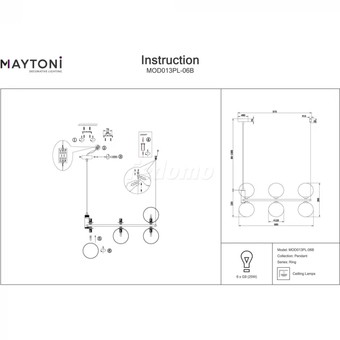 Подвесной светильник Maytoni Ring MOD013PL-06B, купить по цене 24990 руб.